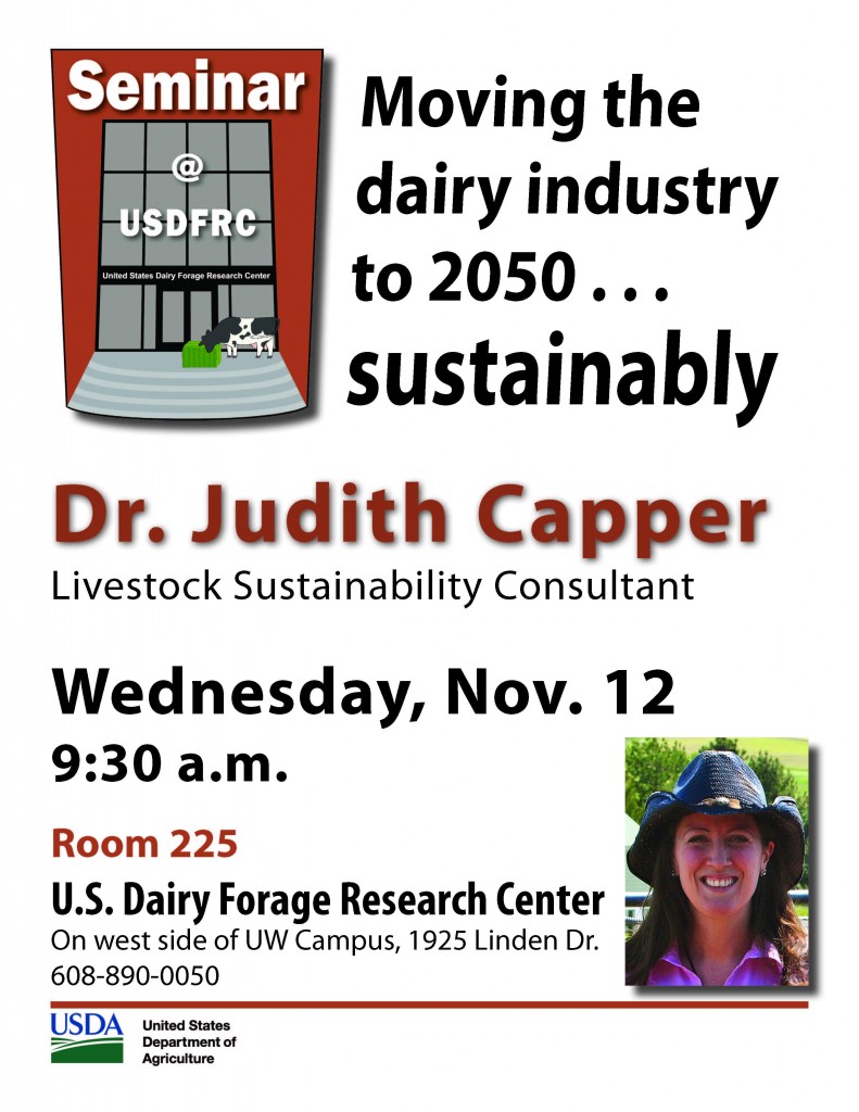Judith Capper talks about livestock sustainability, Weds Nov. 12 – eCALS