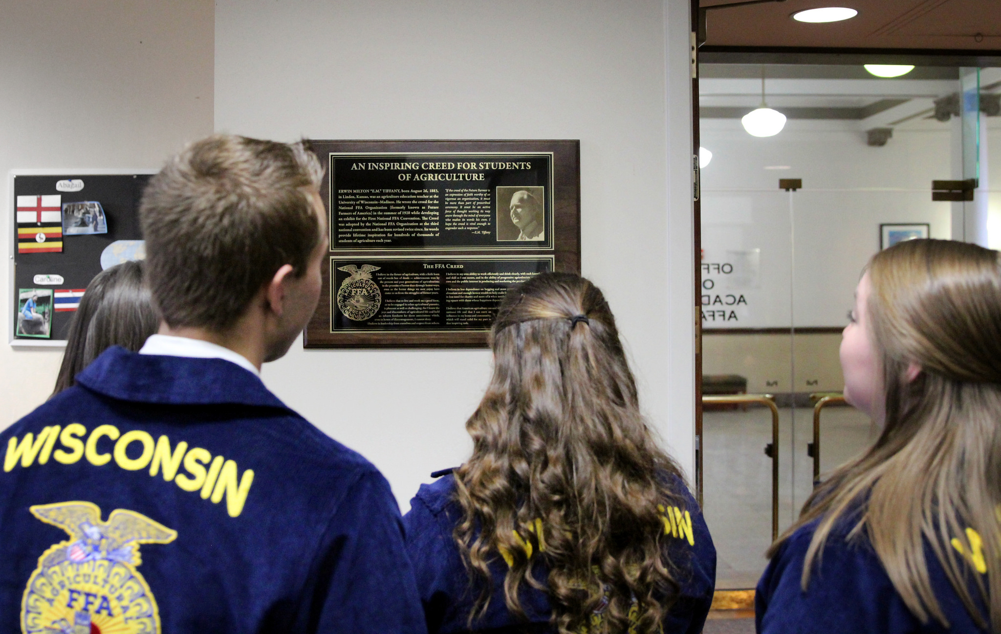 Plaque commemorating E.M. Tiffany’s FFA creed dedicated in Ag Hall – eCALS