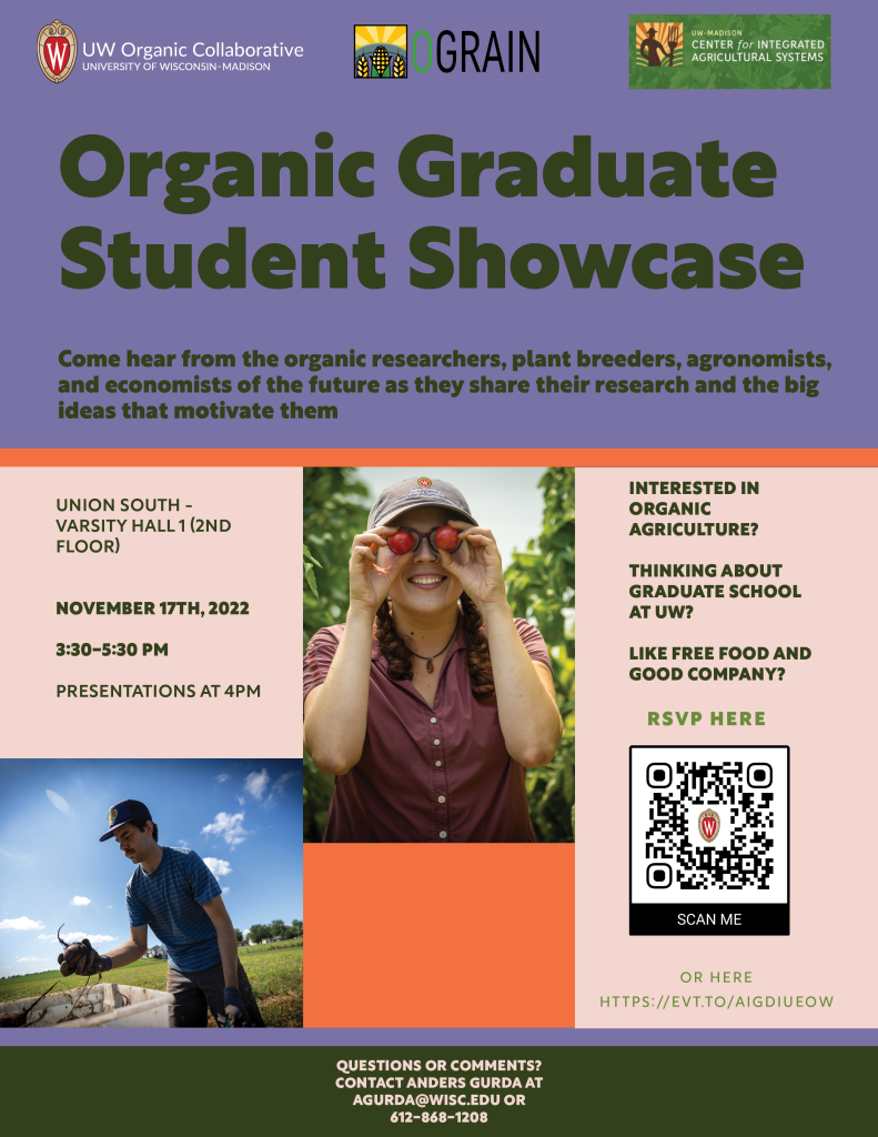 RSVP for the Organic Graduate Student Showcase – Nov. 17 – eCALS