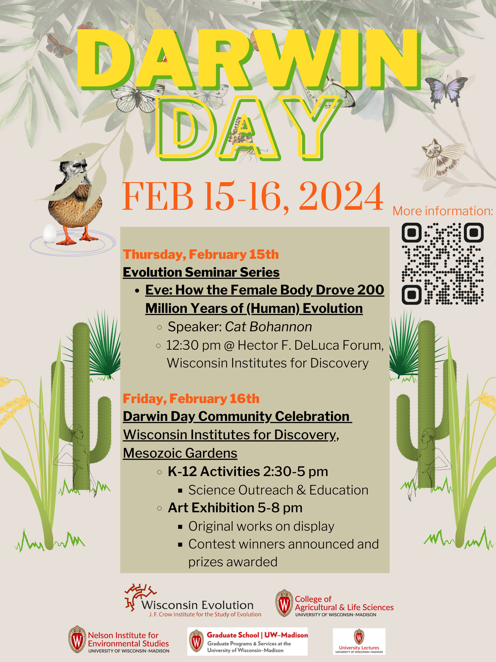 Join Wisconsin Evolution for Darwin Day 2024 – Feb. 15-16 – eCALS