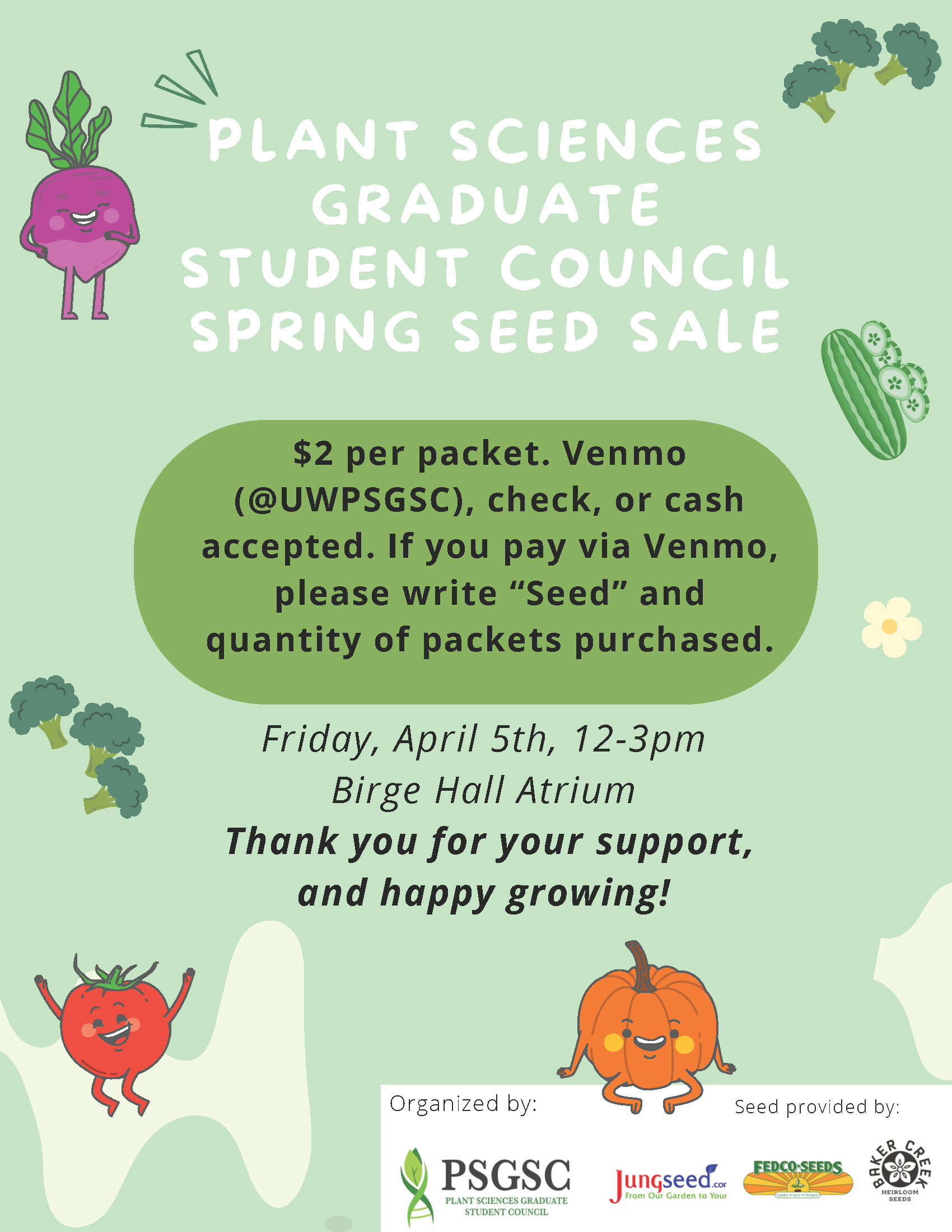 Plant Sciences Graduate Student Council Spring Seed Sale – Apr. 5 – eCALS